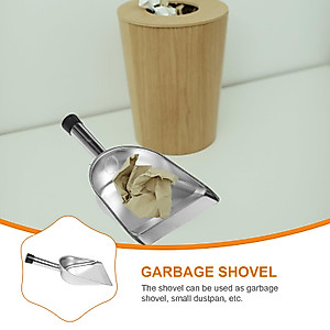 Gatuida Stainless Steel Dust Pan Metal Trash Shovel with Handle Handheld Dust Pan Wide Scooper for Indoor Outdoor Fireplace Industrial and Commercial Use