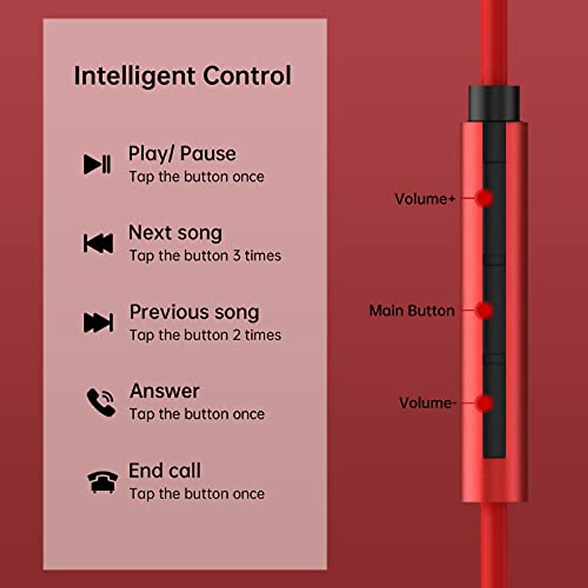 FAPO Lightning Earbuds for iPhone, MFi Certified Wired Earbuds in-Ear Noise Isolation Headphones with Microphone, Headphones for iPhone 13/12/11 Series X/XS/Max/XR iPhone 8/8P/7P(Red)