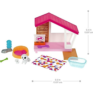Barbie Mini Playset with 2 Pet Puppies, Doghouse and Pet Accessories, Gift for 3 to 7 Year Olds
