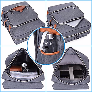 Modoker Vintage Laptop Backpack for Women Men, Convertible Garment Bag with Toiletry Bag, Carry on Garment Duffel Bag for Men Women