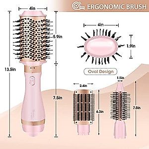 Nicebay Hair Dryer Brush Blow Dryer Brush in One, Hot Tools Dryer Brush Set for Straightening/Drying/Curling, Oval Brush, Multi-Temperature Settings, Detachable Design for Women
