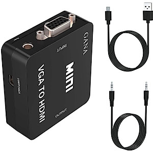 GANA VGA to HDMI Adapter, Mini Vga Adapter Box Steadily Convert Full HD Audio Video Below 1080P from VGA to HDMI, Support HDTV PC Laptop Monitor Computer Mac Projector