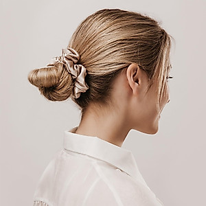 LILYSILK Silk Hair Scrunchies / Ties for Frizz & Breakage Prevention, 100% Mulberry, No Damage, Elastic ponytail Holders, 1Pc, Coffee