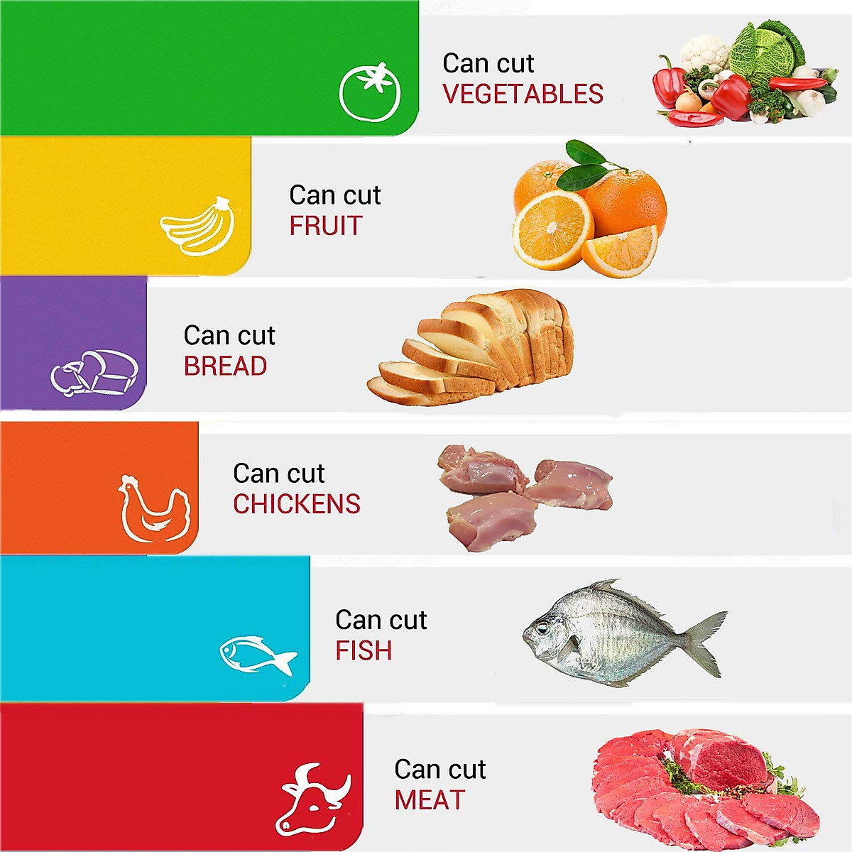 Heavy Duty Grip Flexible Cutting Board, NSF Plasitc Cutting Board Mats Set Better Use for Kitchen RV Bar BBQ, Thicker Chopping Board (1.2mm), BPA Free (Multi-color: Set of 6)