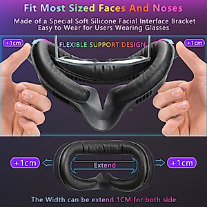 Face Pad & Face Cover Cushion Replacement Compatible with Oculus/Meta Quest 2 -VR Accessories Facial Interface Bracket Foam Soft Silicone & Comfortable Leather Sweat-Proof Anti-Leakage Nose Pad