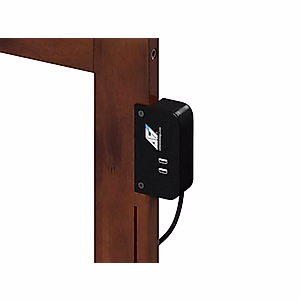 AFI Newport Twin Size Bookcase Headboard with Attachable Charger in Walnut