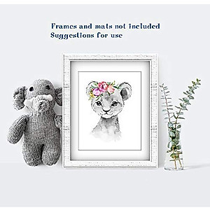 Safari Animals Wall Art Prints - Nursery Decor - Set of 4 - Zoo Animal Pictures - Unframed - (8x10)