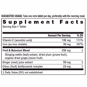 Rainbow Light - Complete Iron Mini-Tabs, Gently Encourages Healthy Iron Levels by Promoting Iron Absorption with Ferractiv Iron, Vitamin C and Ginger, Vegan, Gluten-Free, Non-Constipating, 60 Tablets