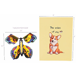 OPOPUP Corgi Dog Pop Up Card come Magic Flying Butterfly- Card Dog Loving Friends, Christmas, Birthday, Thank You Card, Mother's Day, Father's Day, All Occasions.