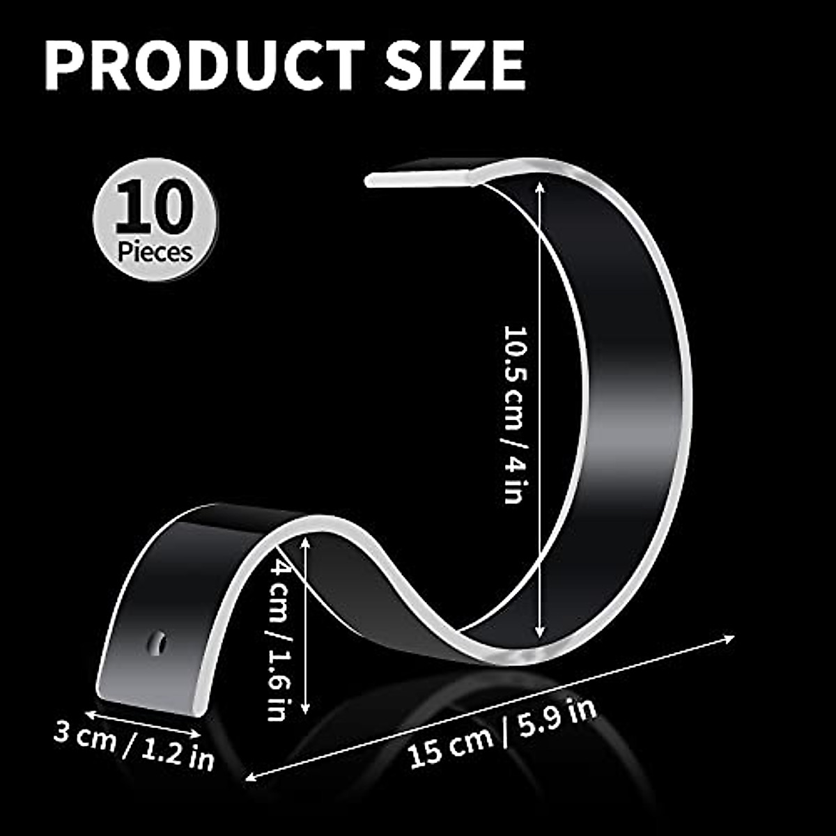 SUNSHNO 10 PCS Acrylic Belt Display Stand for Men and Women Belt, Rack Holder Closet Organizer Space Saver Case for Store Display or Home Use