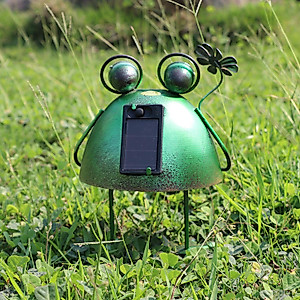 Solar Animal Lights, Metal Garden Art Frog Statue for Patio Garden Lawn Yard Flowerbed Decor