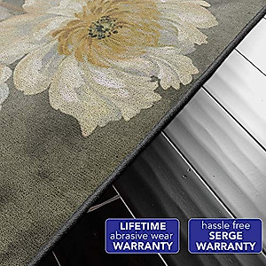 Brumlow Mills Pearl Grey Floral Study by Pamela Gladding Decorative Rug for Kitchen, Entryway Rug, Living Room or Bedroom Carpet, 2'6" x 3'10"