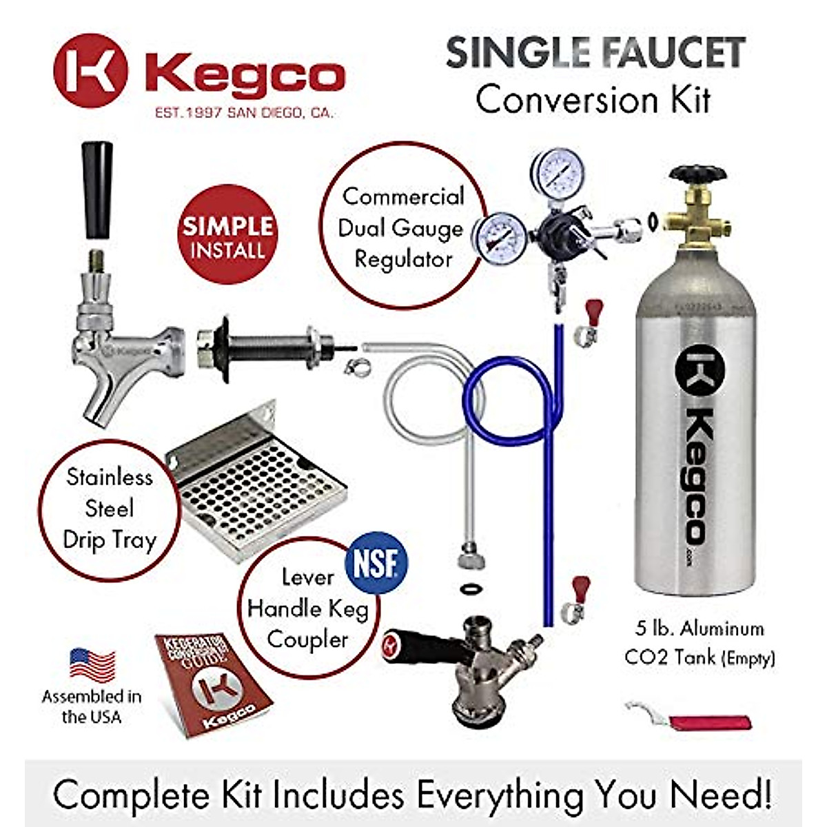 Kegco 3PUCK-5T Kegerator Kit, 1-Tap, Chrome
