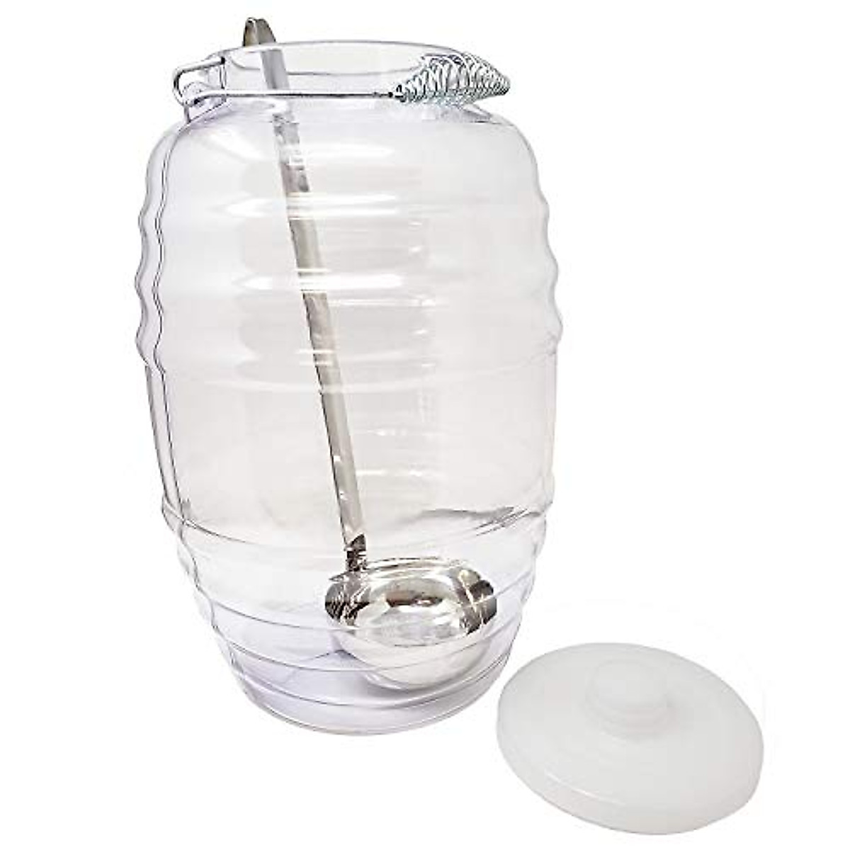 Made In Mexico Vitrolero Aguas Frescas Tapadera Water Jug Juice Beverage Container With Lid & 16oz Ladle Combo, 5-Gallon 20L - Clear, Party Fiesta Catering - BPA Free Food Grade Plastic