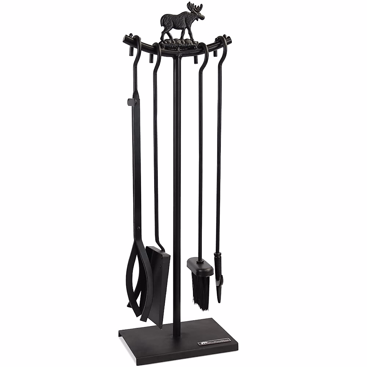 MYFIREPLACEDIRECT 5 Pieces Fireplace Tools Set Strength Wrought Iron Indoor Outdoor Fire Place Toolset Hearth Accessories Kit with Fireplace Brush, Fire Poker, Fireplace Shovel, Firewood Tong