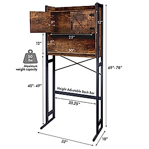 Stephan Roberts Washer or Over The Toilet Storage Cabinet w/Height Adjustable Shelf Laundry Room/Bathroom Organizer, 2-Door Freestanding Rack Space Saver, Wood
