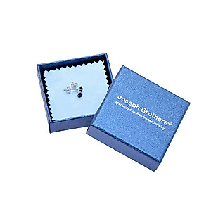 Black Cubic Zirconia Studs Sterling Silver Earrings for Women Man, 3 mm