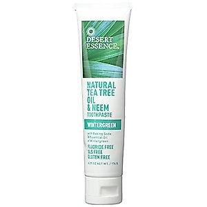 Desert Essence Natural Tea Tree Oil Wintergreen Toothpaste, 6.25 Ounce - 2 per case.