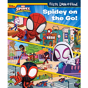 Marvel Spider-man Spidey and his Amazing Friends – Spidey on the Go! First Look and Find Activity Book and Spidey Plush Toy Gift Set – PI Kids