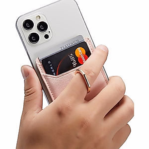 BIAJIYA Phone Card Holder RFID Leather Wallet Credit Adhesive Cell Case Stick-on Card Holder for Women and Men Back of Phone for Most of Smartphones