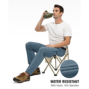 TBMPOY Men's Lightweight Hiking Pants Quick Dry Mountain Fishing Camping Travel Outdoor Pants Thin Stone Blue M