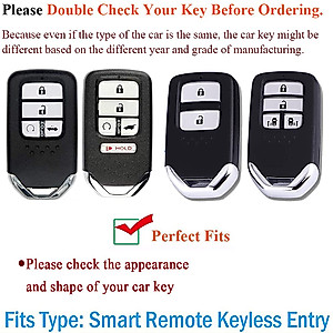 SANRILY 1Pcs Key Fob Cover for Honda Civic Accord CR-V Pilot Keyless Remote Smart Key Shell Case with Bling Key Chains Black