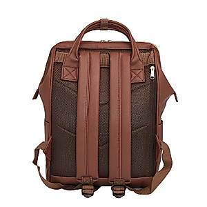 Kah&Kee Leather Backpack for Women and Men 15-inch Laptop Bag | Teacher Professional, Diaper Bag Backpack, Ideal for Work, School, Nurse, College & Travel (Brown, Medium)
