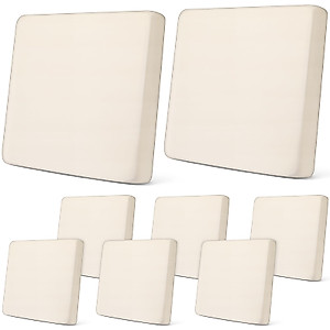 Newwiee 8Pcs Patio Stretch Sofa Cushion Cover Outdoor Cushion Cover Replacement Patio Furniture Cushions Couch Slipcovers Chair Seat Cover Soft Flexibility Protector(Beige, Waterproof Pure)