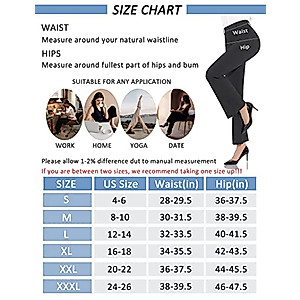 PMIYS Stretchy Dress Pants for Women Bootcut Yoga Pants Wide Leg Work Pant with Pockets XX-Large Black