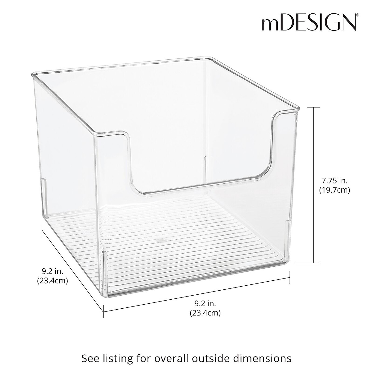 mDesign Plastic Toy Storage Bin Box Container with Front Dip for Easy Access - Organize Games/Accessories in Kids Playroom, Closet, Cabinets, Shelves, Ligne Collection, 4 Pack, Clear