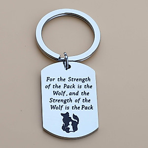 BEKECH The Book Inspired Gift Wolf Quote Keychain For the Strength of the The Wolf Keychain Inspirational Community Gift for Coworker Colleague Friends (silver)
