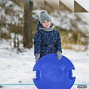 Superio Round Snow Saucer Sleds- 26” Plastic Disc Sleds for Kids and Adults- Heavy Duty Sled Discs with Handles for Downhill Sledding, Winter Outdoor Sports, (Red, Blue)