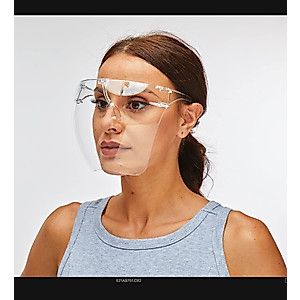 【2PACK】New Transparent Goggle Sunglasses Full Cover,Anti Fog Clear Plastic Face for Adults,See Through Mouth and Nose Facial Clear Face ,Clear Face_ ,Cover Glasses,Crystal Clarity,Reusable,Visor