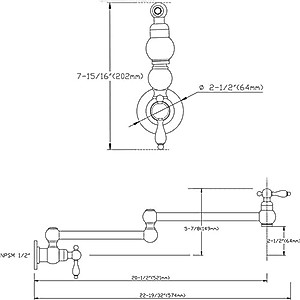 AYIVG Brass Single Hole Two Handle Pot Filler Folding Faucet (Black)