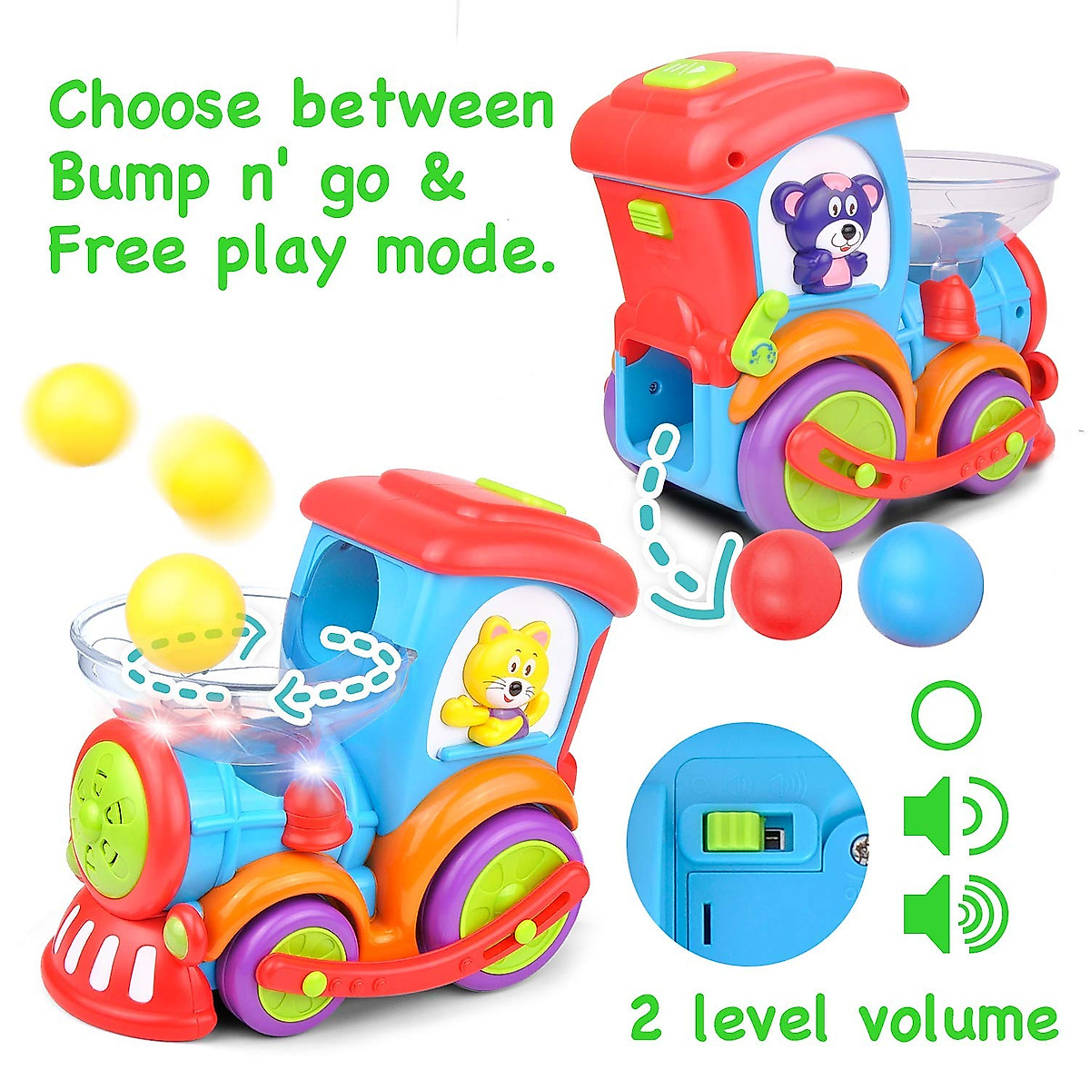 Kidpal Toddler Boy Toys Age 1-2, Baby Toy Train for 12-18 Months with 3 Balls, Light/ Chase/ Ball Popper/ Music Early Educational Toys for 1 2 3 Year Old Boys& Girls Christmas Birthday Gifts