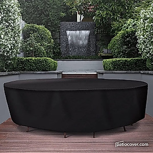 Patio Extra Large Waterproof Round Oval Table & Chair Cover - Outdoor Patio Table Chair Combo Washable - Heavy Duty Furniture 124x88x30 Inch Combo Cover