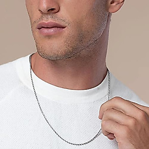 GLIVEOR Silver Chain for Men, 22 Inch Sterling Silver Chain for Men 2.5mm Mens Necklaces Silver Chain for Men Silver Chain Necklace Chains for Men Rope Chain Mens Silver Chain Necklace for Men