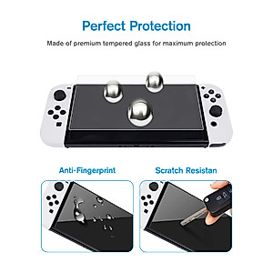 MOBDIK Tempered Glass Screen Protector for Nintendo Switch OLED Model 2021 EZ Kit, Automatic Alignment, 2 Pack