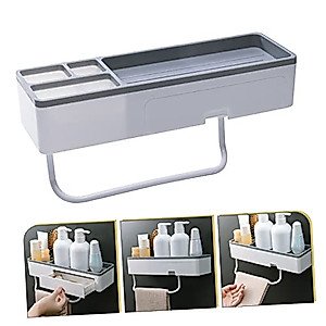 GATHINESS Shelves Bathroom Storage Rack Bathroom Wall Mounted Towel Hanger Adjustable Shelves Corner Shower Pot bar Rack Hand Towel bar Towel Rod Storage Basket Nail Free Shelf