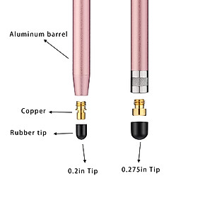 CFDXK Stylus Pens for Touch Screens，2 in 1 Capacitive Stylus for iPad iPhone Tablets Samsung Galaxy with 24 Extra Replaceable Tips (Pink, Rosegold, Red, Purple)