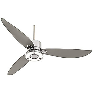 Possini Euro Design 56" Vengeance Modern 3 Blade Indoor Ceiling Fan with LED Light Remote Control Chrome Silver White Diffuser for Living Kitchen House Bedroom Family Dining Home Office Kids Room