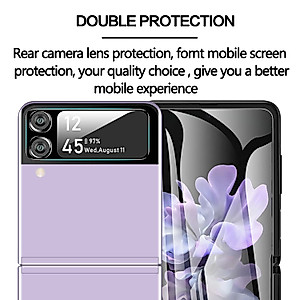 YWXTW [2+2 Pack] for Samsung Galaxy Z Flip 3 Inside EPU Screen Protector + Camera Lens Protector Tempered Glass, Upgraded Ultra-Thin Bubble Free HD Clarity Protective Coverage Scratch Resistant