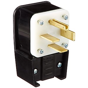 Leviton 8462-P 60 Amp, 250 Volt- 3PY, Straight Blade, Plug, Industrial Grade, Grounding, Angle, Black