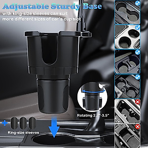 Cup Holder Phone Holder, 2024 Upgraded 2 in 1 Car Cup Holder Expander with Adjustable Base Long Gooseneck 360° Rotation, Cup Holder Phone Mount Fits All Smartphones and Most Bottles