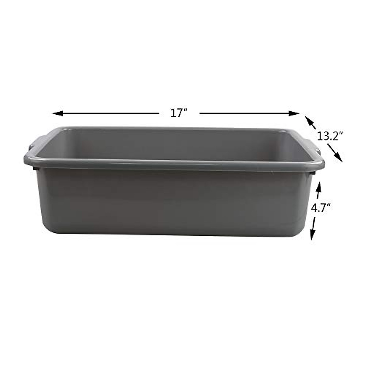 Rinboat 13 L Plastic Commercial Bus Tubs, Grey Plastic Dishwashing Tub, 4 Packs
