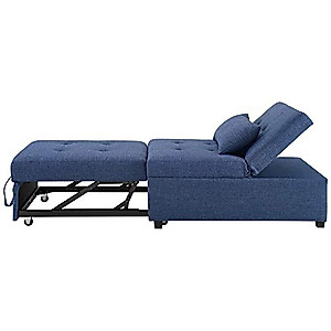 Pemberly Row Transitional Upholstered Convertible Sofa Bed in Blue