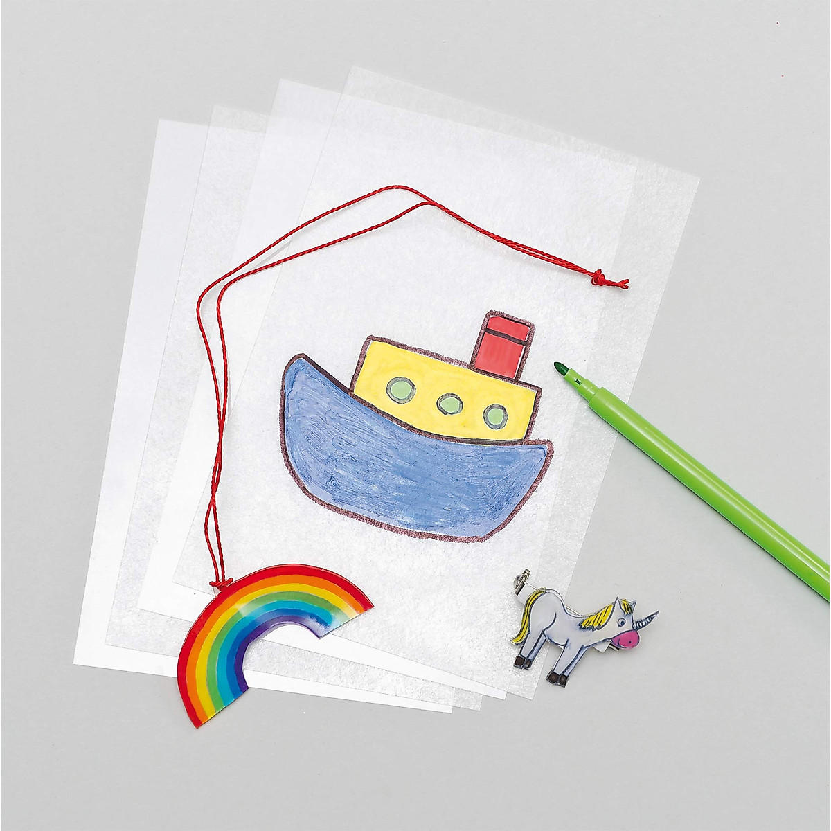 Baker Ross-AF105 Super Shrink Sheets, Perfect for Children to Decorate and Create Art Projects, Ideal for Home, Craft Groups, Party Crafting and More (Pack of 10)-Transparent