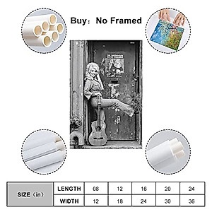 JNIA Dolly Parton Vintage Black And White Poster Poster Canvas 90s Wall Art Room Aesthetic Posters 12x18inch(30x45cm)