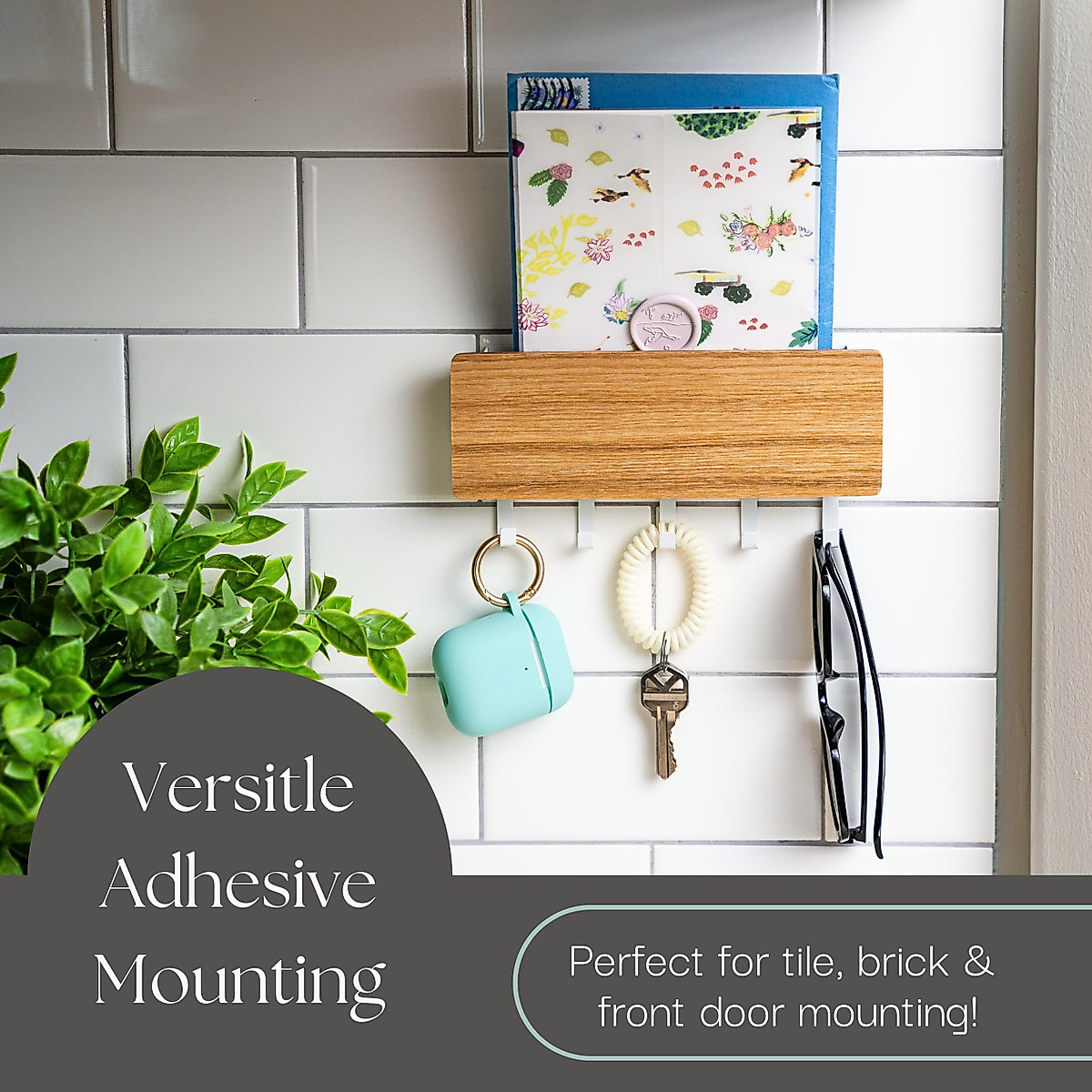 EZENTIAL Key Holder Wall Mount, Self Adhesive Key Hooks, Mail Organizer and Key Rack for Wall, Small Key Hanger for Wall Decorative, Stick on Key Rack, Adhesive Entryway Key Holder