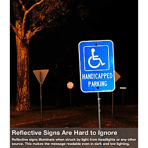 Handicap Parking Sign, with Picture of Wheelchair Sign, 18 x 12 Inches Engineer Grade Reflective Sheeting Rust Free Aluminum, Weather Resistant, Waterproof, Durable Ink, Easy to Mount